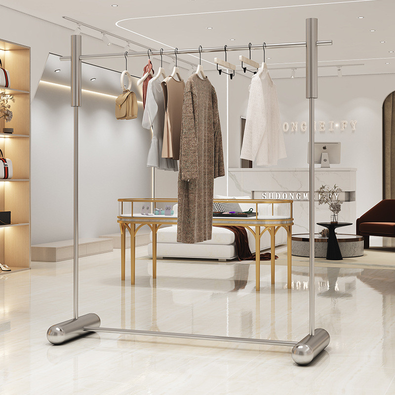 J-H/Thickened Stainless Steel Clothing Display Rack Floor-standing ...