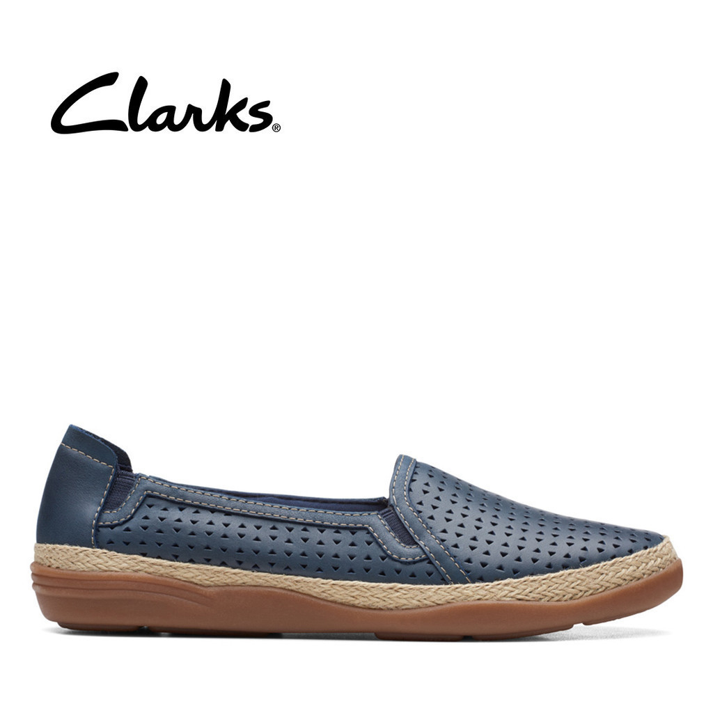 Clarks Womens Elaina Ruby Slip On Shoes - Navy Leather Kasut Perempuan ...