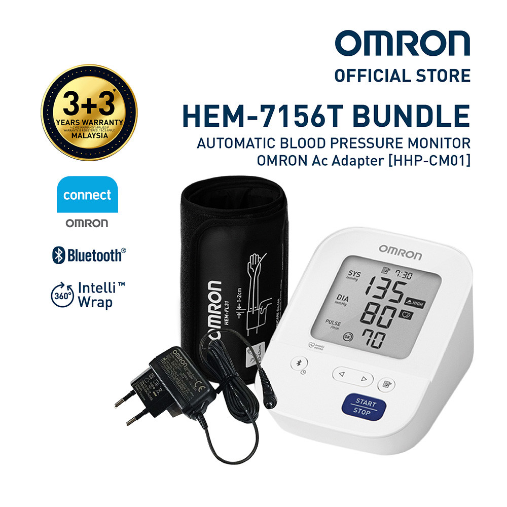 OMRON Automatic Blood Pressure Monitor I Monitor Tekanan Darah HEM-7156T+ Ac Adapter [HHP-CM01 ...