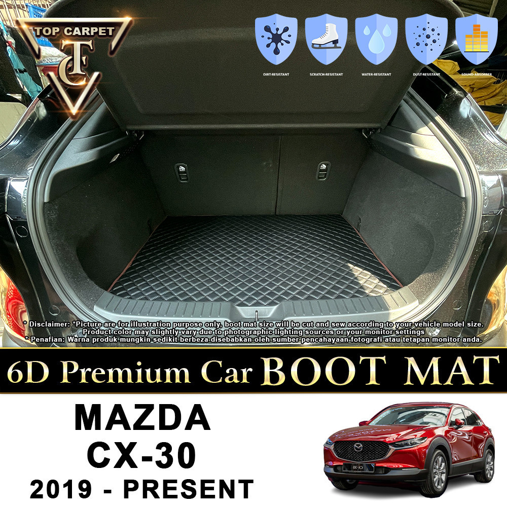 Top Carpet MAZDA CX-30 ( 2019 - 2025 ) CX30 Car Boot Mat PU Leather Cargo Mat Trunk Carpet Boot ...