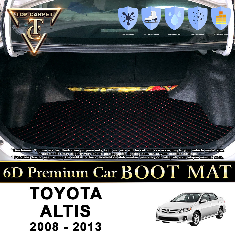 Top Carpet TOYOTA ALTIS ( 2008 - 2013 ) Car Boot Mat PU Leather Cargo ...