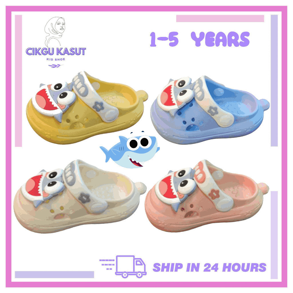 18-29 Selipar Budak Lelaki Perempuan Kids Slipper Sandal Baby Shark Doo ...
