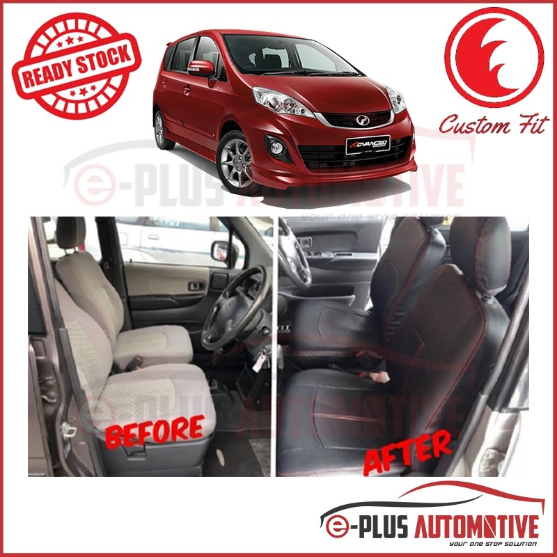 Car Seat Cover PVC Leather Cushion Cover Black color with Red Line ...