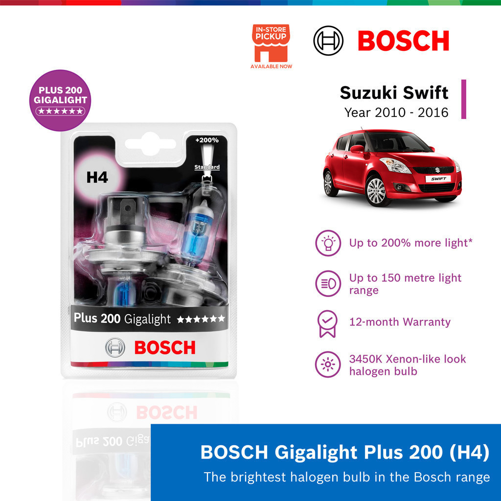 Bosch Gigalight Plus 200 H4 Headlight Bulb for Suzuki Swift | Shopee ...