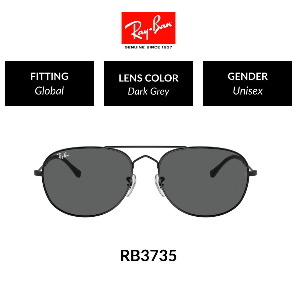 Ray-Ban BAIN BRIDGE - RB3735 002/B1 Anti-UV Unisex Sunglasses Size 57 ...