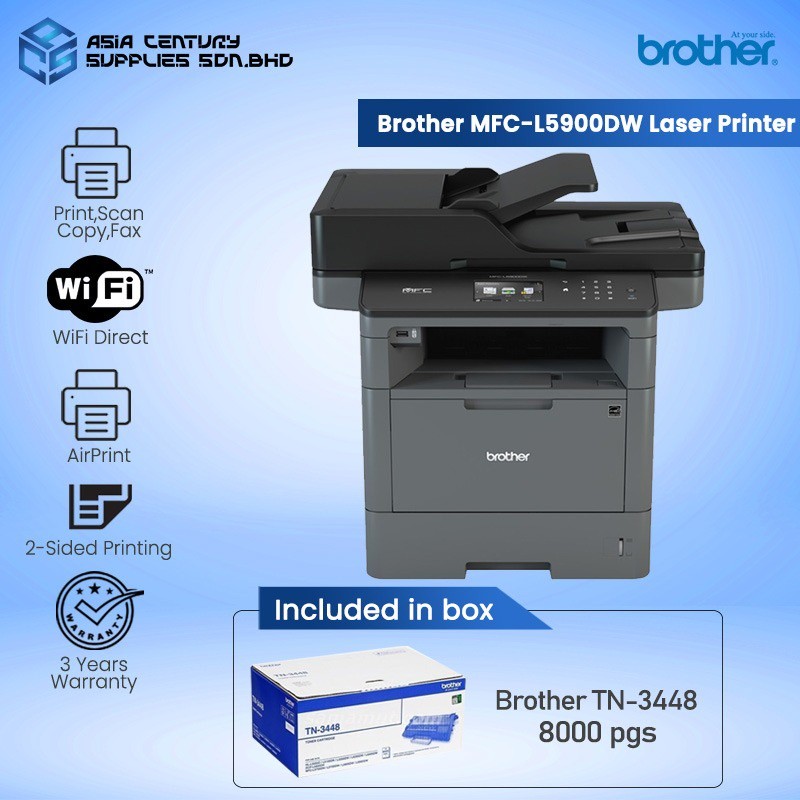 Brother MFC-L5900DW All In One Function Wireless Mono Laserjet Printer ...