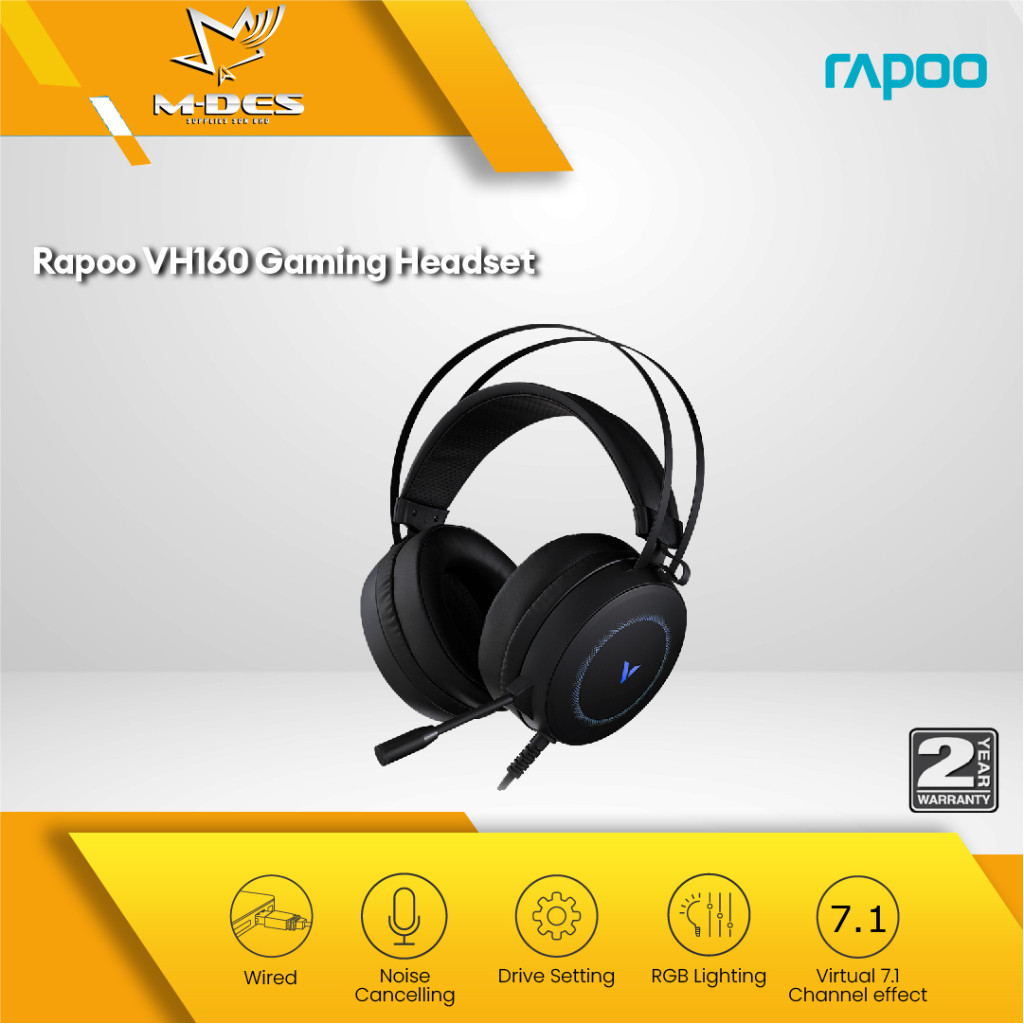 Rapoo VH160 Virtual 7.1 Channels Gaming Headset Black / Rapoo Gaming Headset / Rapoo Headset ...