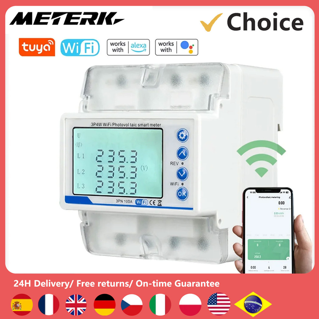 Tuya Wifi Circuit Breaker 3p4w Photovoltaic Meter Reclosure Switch Overload Overvoltage Current