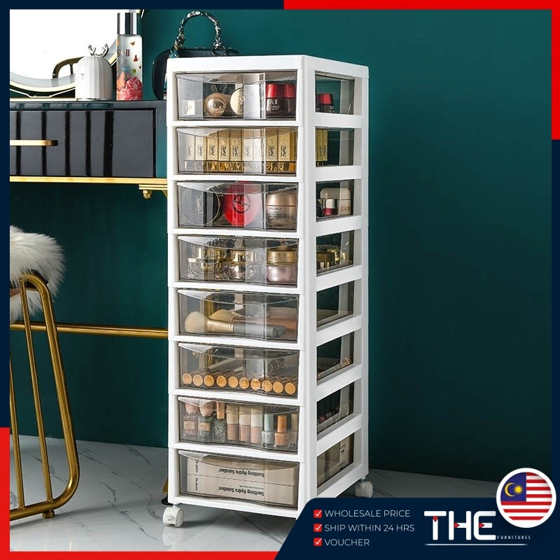 THE L27cm (3-8 Layers) Moveable Trolley Cosmetic Jewelry Drawer Storage ...