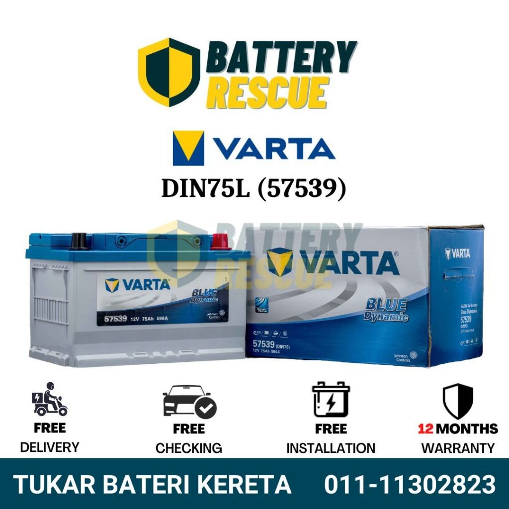 [Installation Provided] DIN75L | DIN75 | 57539 | Varta Blue Dynamic MF Car Battery Bateri Kereta ...