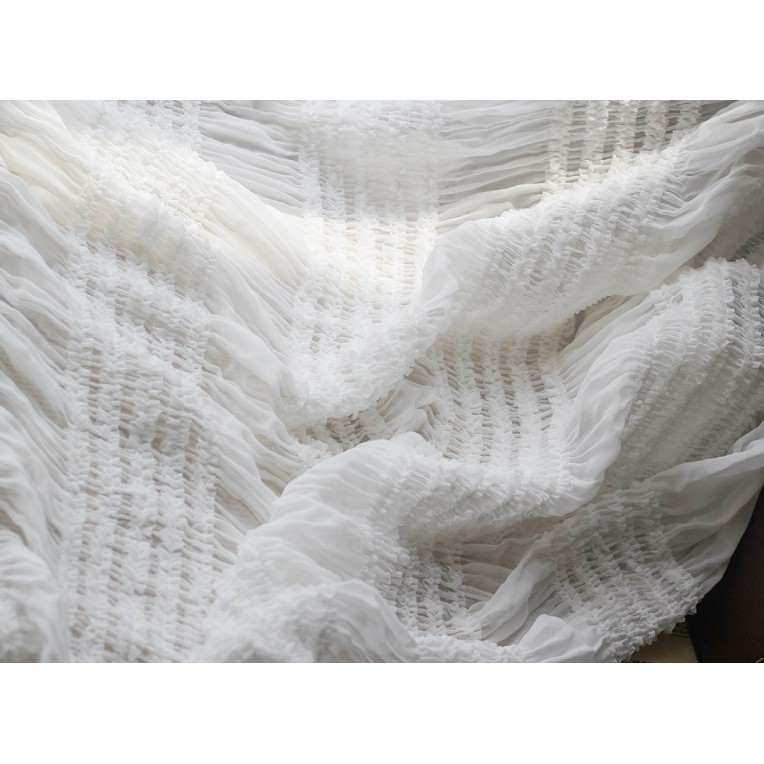 Premium Pleated Chiffon Fabric with Ruffle Details / Kain Chiffon Ropol ...