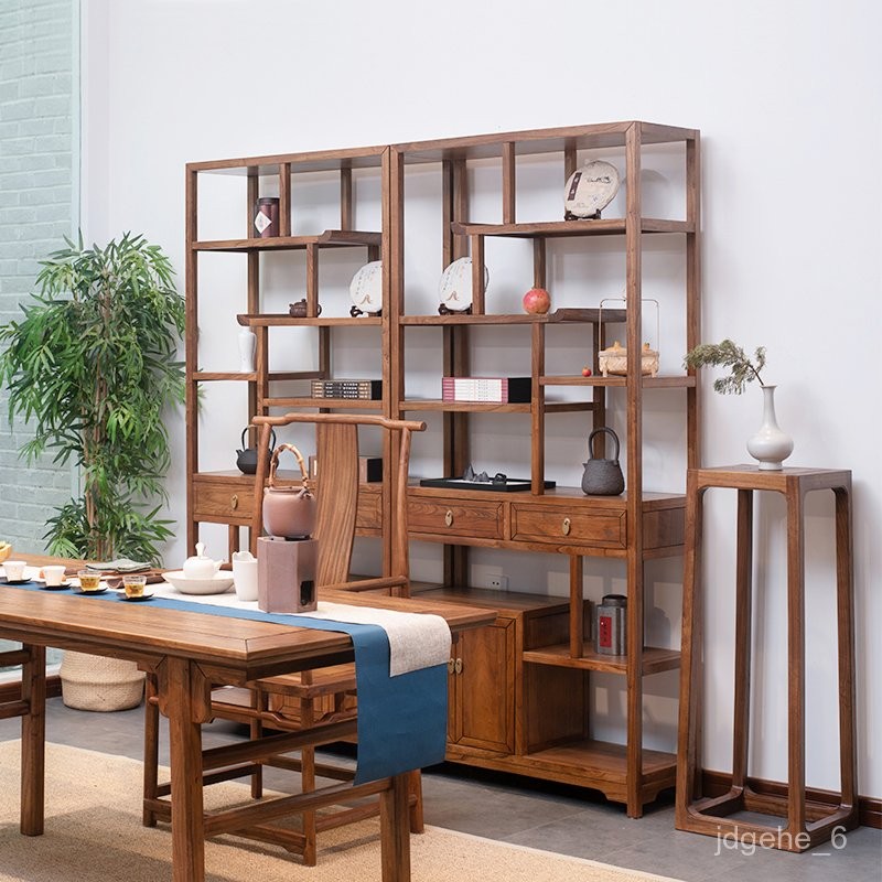 M/0J New Chinese Style Bogu Rack Solid Wood Old Elm Simple Tea Cabinet ...