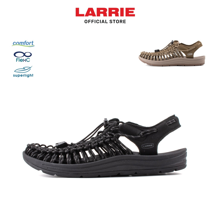 LARRIE Kasut Lelaki Hitam Koleksi Baharu Braided Straps Comfy Sandals ...