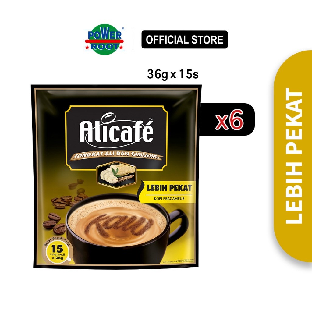 Alicafe Tongkat Ali & Ginseng Lebih Pekat (36g x 15 Sachets/6 Packs ...