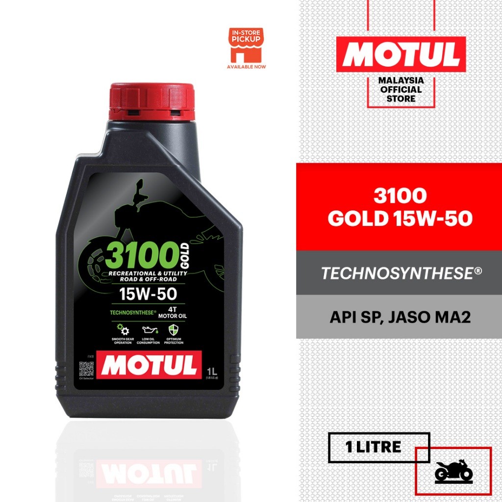 MOTUL 3100 Gold 4T 15W50 Minyak Enjin Motosikal Technosynthese (1L ...