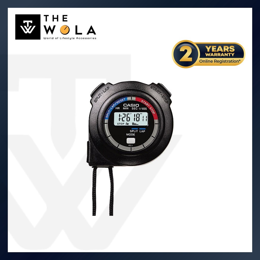 (2 Years Warranty) Casio Digital Stopwatch HS-3V-1B Black Resin Bezel ...