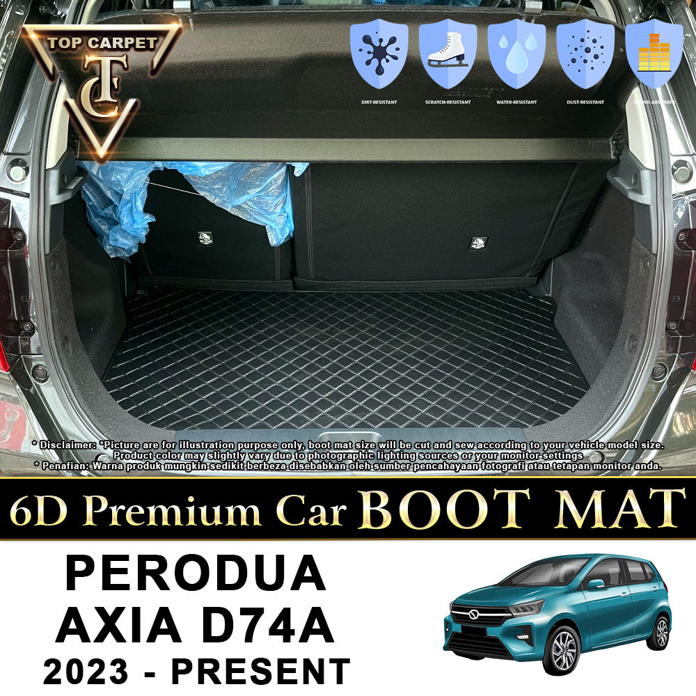 Top Carpet PERODUA AXIA D74A ( 2023 - 2025 ) Car Boot Mat PU Leather ...