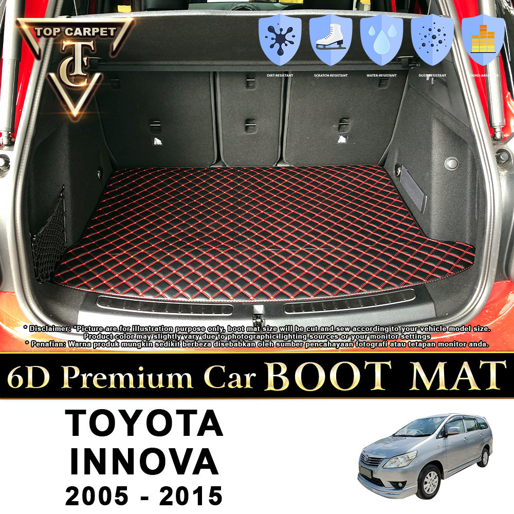 Top Carpet TOYOTA INNOVA ( 2005 - 2015 ) Car Boot Mat PU Leather Cargo ...