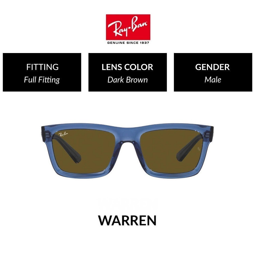 Ray-Ban Warren Male Full Fitting Sunglasses (57mm) RB4396F 668073 ...