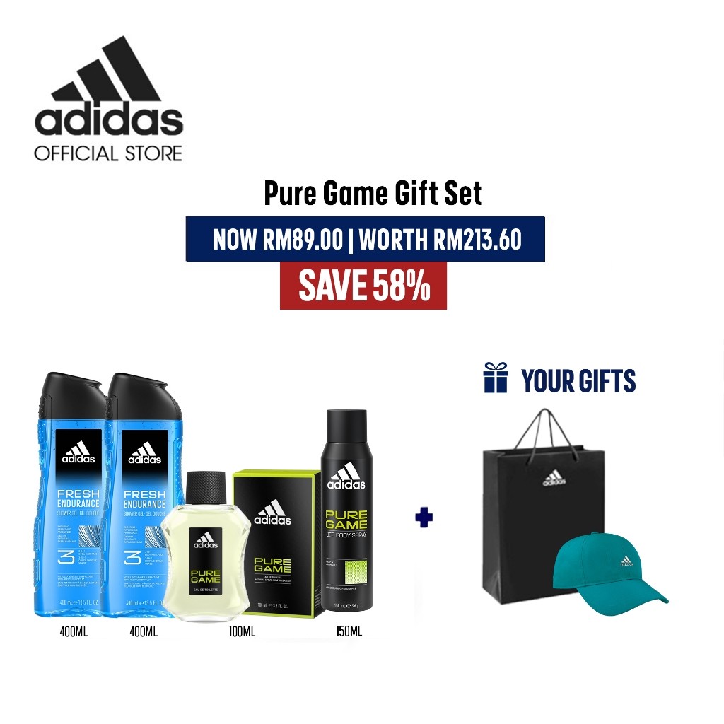 Adidas Pure Game Gift Set (Perfume 100ml, Deodorant Spray, Shower Gel ...