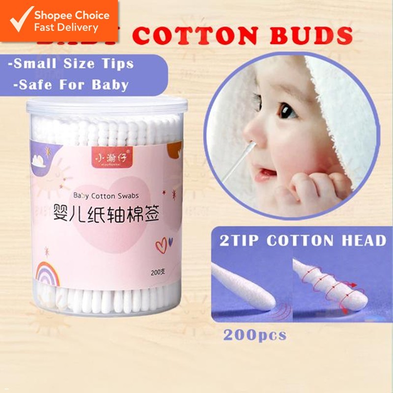 BABYJOY 200pc Mini Cotton Buds| Mini Ear Picks for Newborn & Infant ...