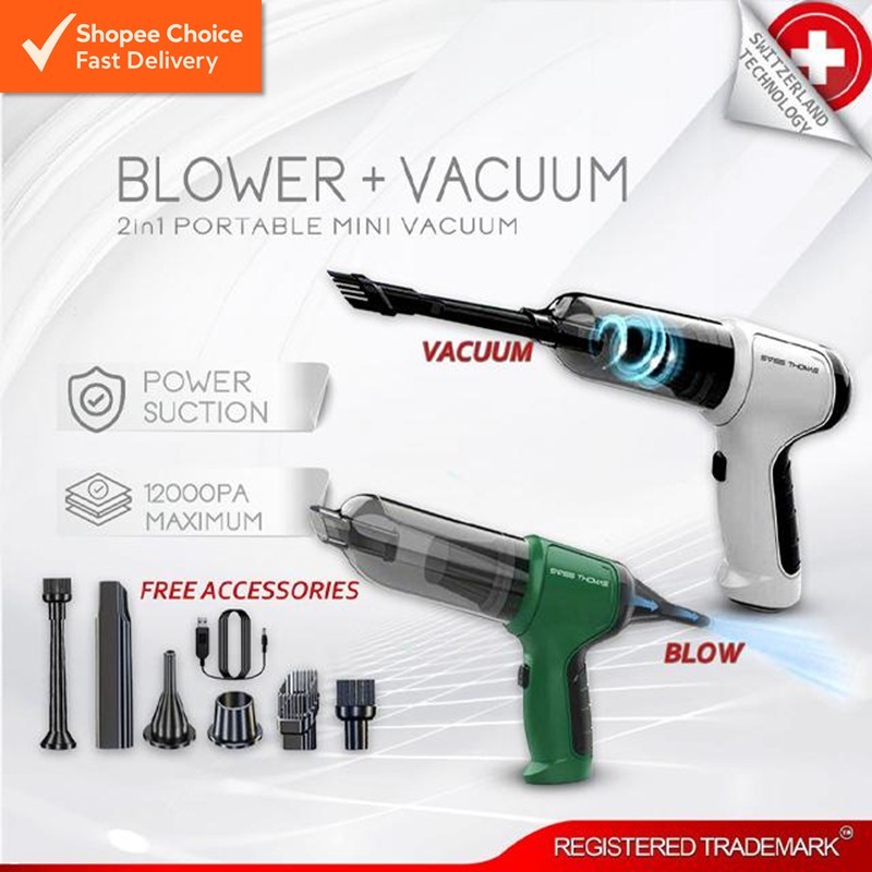 Swiss Thomas ALL IN 1 Cordless Vacuum Cleaner Duster Blower Air Suction ...