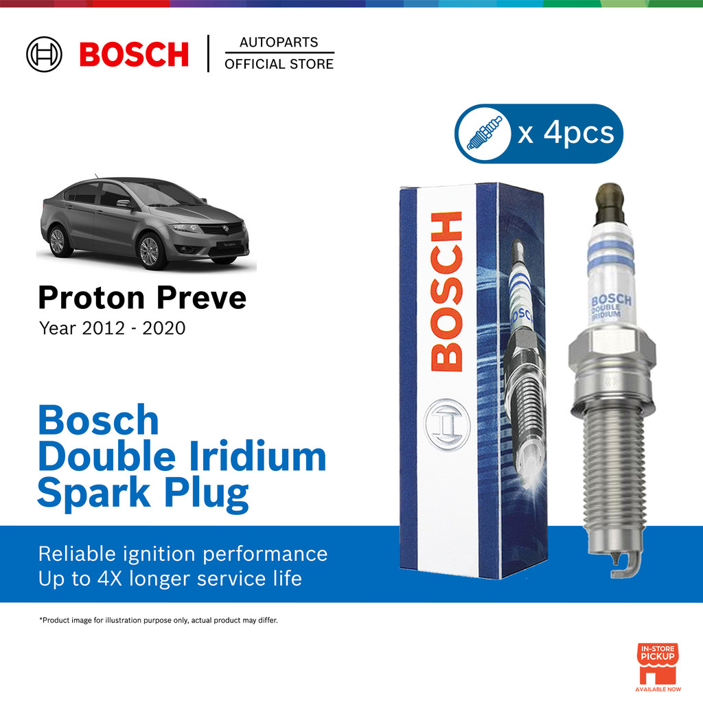 Bosch Double Iridium Spark Plug for Proton Preve CFE Turbo (4 Pcs/Set ...