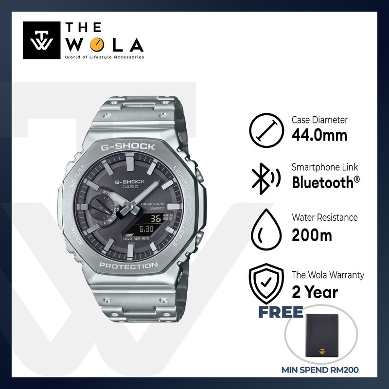 (2 Years Warranty) Casio G-Shock Full Metal GM-B2100SD-1A Men Analog-Digital Watch Silver Resin ...