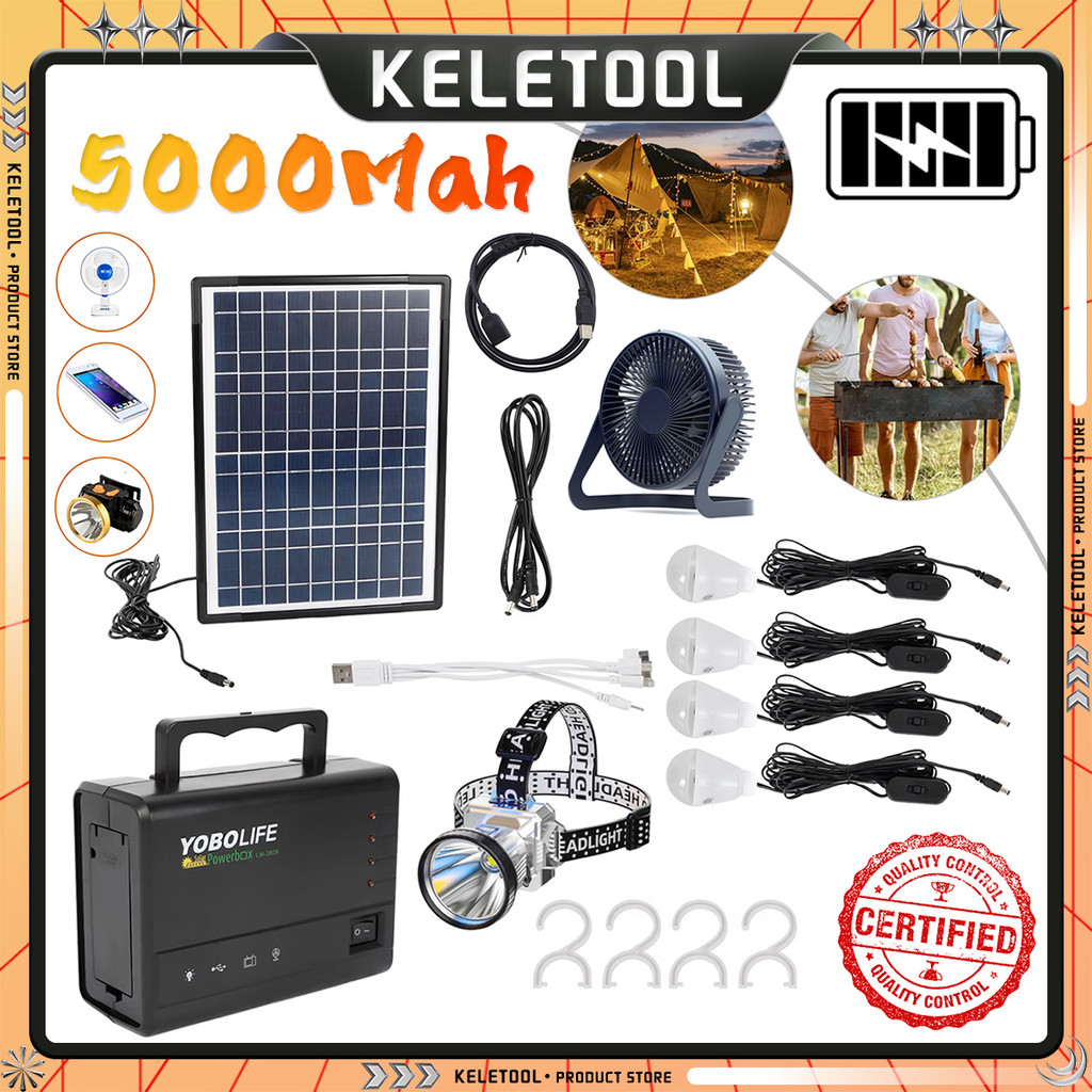 YOBOLIFE Solar Power Lighting System 5000Mah Outdoor Garden Lighting ...