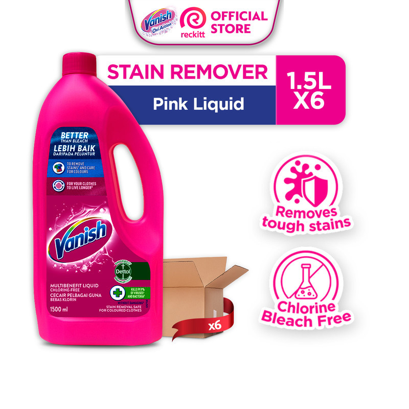 [Carton of 6] Vanish Fabric Oxi Action Stain Remover Pink Liquid 1.5L ...