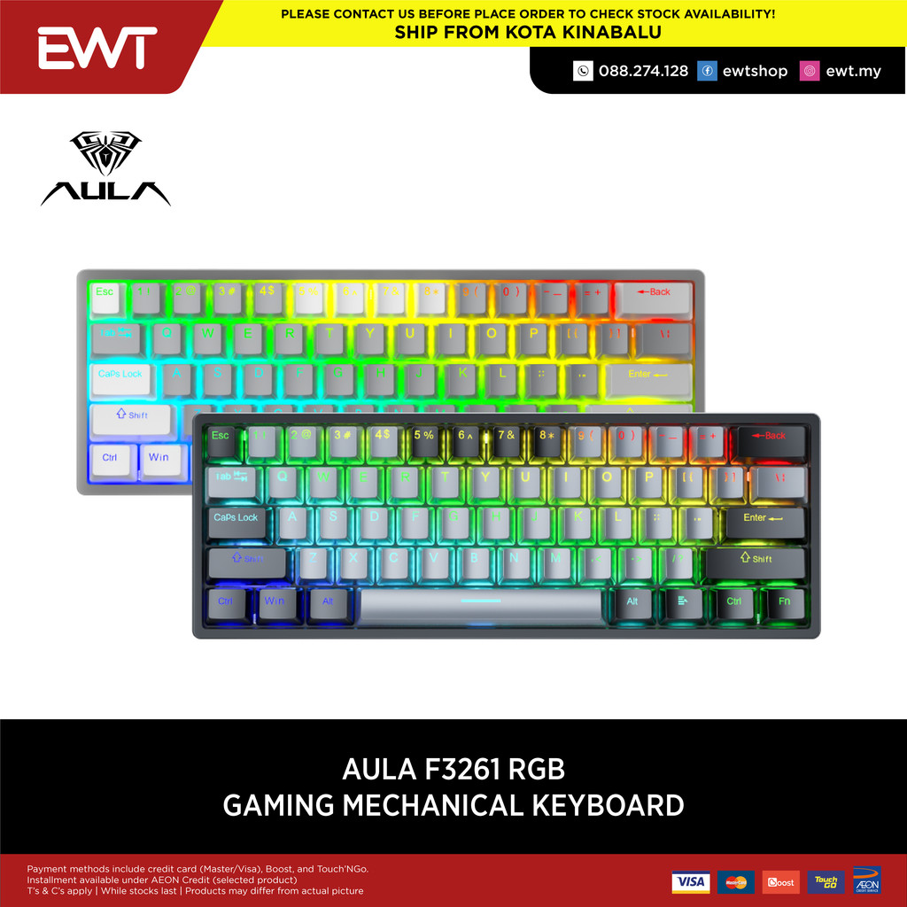 AULA F3261 BLUE SWITCH RGB GAMING MECHANICAL KEYBOARD 100% ORIGINAL ...