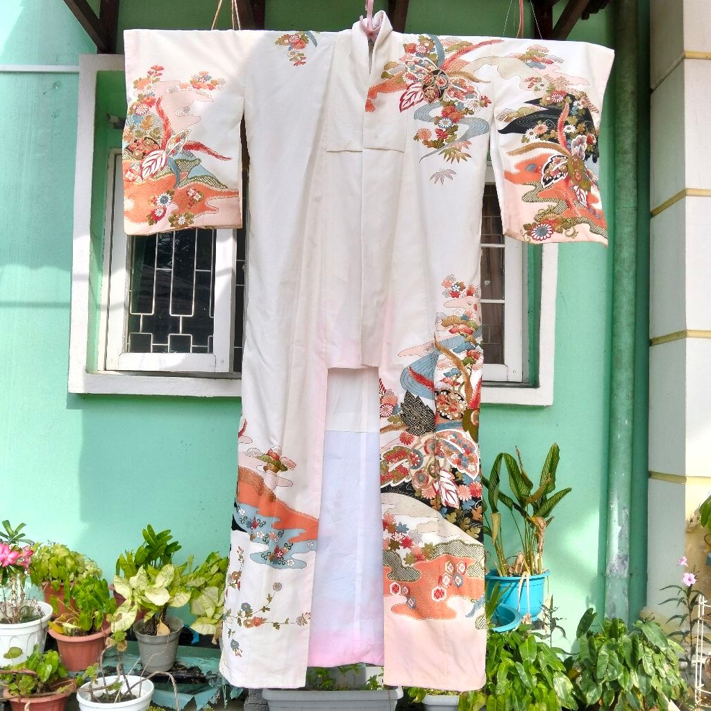 Kimono Cream Color Japanese Vintage (defect-stain) | Shopee Malaysia