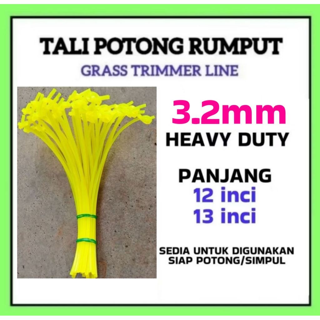 3.2mm TALI MESIN RUMPUT - GRASS TRIMMER LINE 12 INCI & 13 INCI | Shopee ...