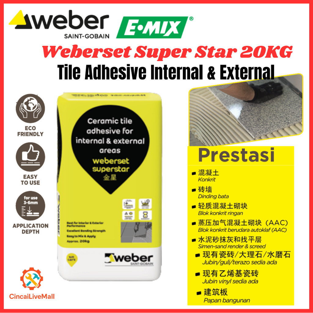 WEBERSET SUPER STAR 20KG Belcem Weber Superstar Tile Adhesive / Cement ...