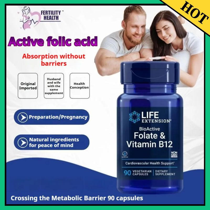 【EXP:2027】BioActive Folate & Vitamin B12, 90 vegetarian capsules [Life ...