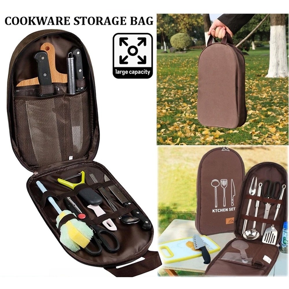 Outdoor Camping Cookware Storage Bag Portable BBQ Cooking Tools ...