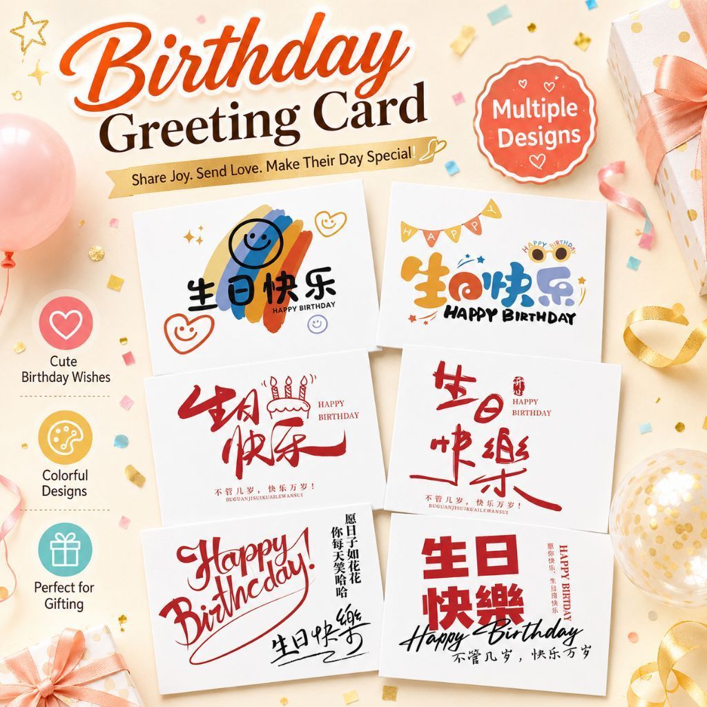 Kad Ucapan Hari Jadi Minimalis INS Birthday Greeting Card Simple Wish ...