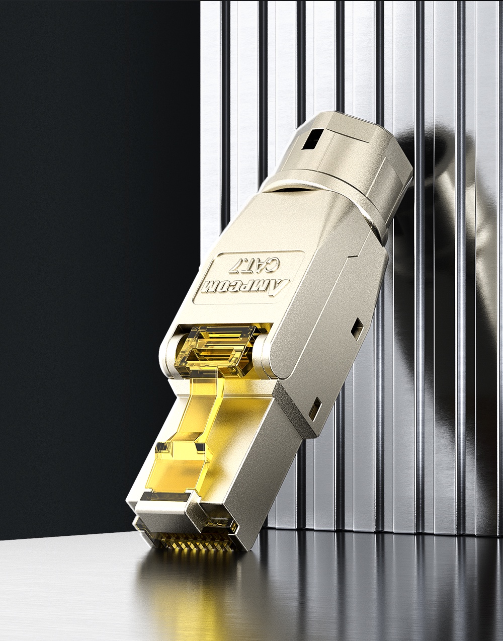 Ampcom Toolless Rj45 Connector Cat8 Cat7 Cat6a Tool Free Reusable Termination Plugs Shielded