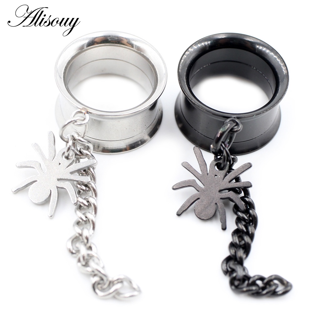 Alisouy 1 Piece Stainless Steel Steel Black Color Cross Spider Ear ...