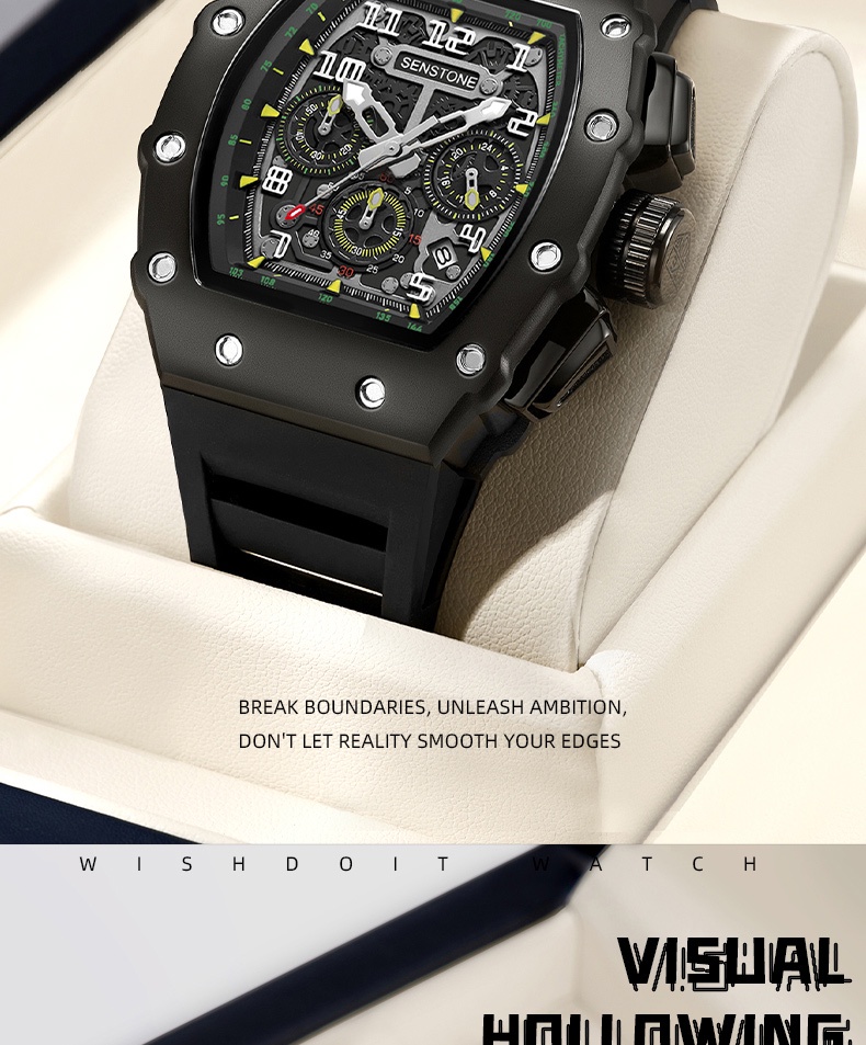 SENSTONE Jam Tangan Lelaki Original Waterproof Stainless Steel Rubber ...