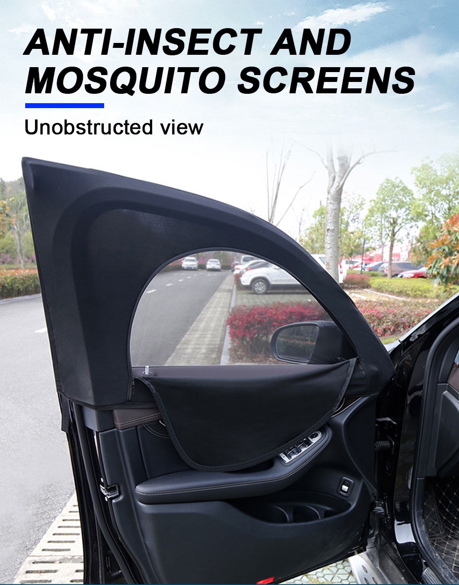 SEAMETAL Car Sunshade Curtain Zipper Anti-mosquito Curtain Car Window ...