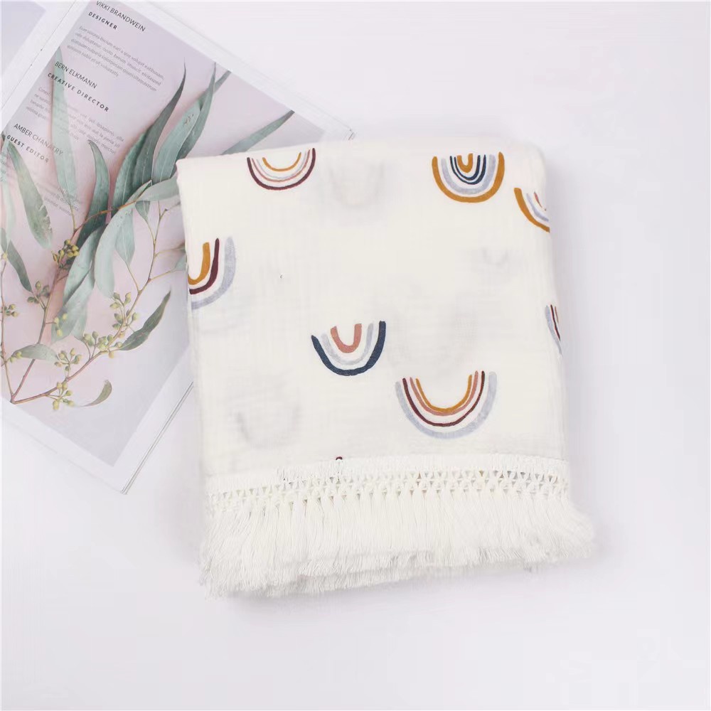 100x120cm Baby cotton blanket Newborn Tassel Lace blanket Infant ...