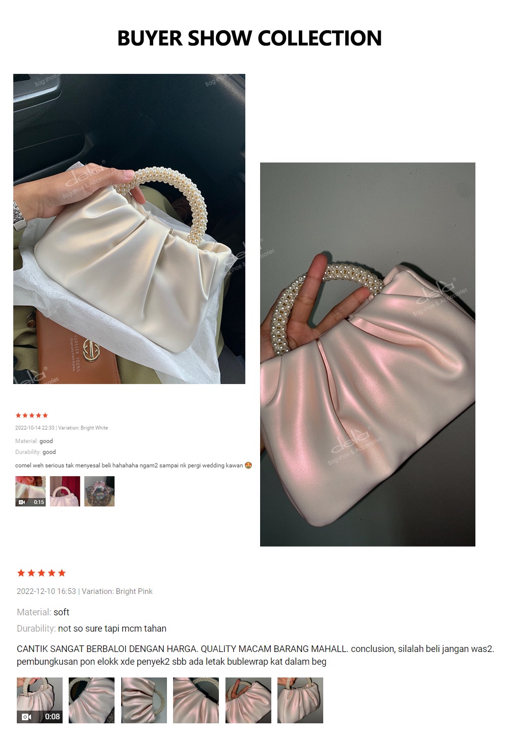 Dela Women Pearl Handbag Fashion Mini Crossbody Bag Clutch bag Dinner ...