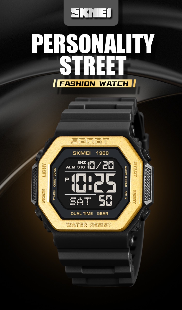 SKMEI Sports Square Screen Multifunction LED Digital 50m Waterproof ...