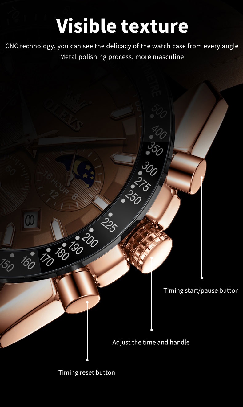 Olves Jam Tangan Lelaki Original Waterproof Fashion Moonphase Watches ...