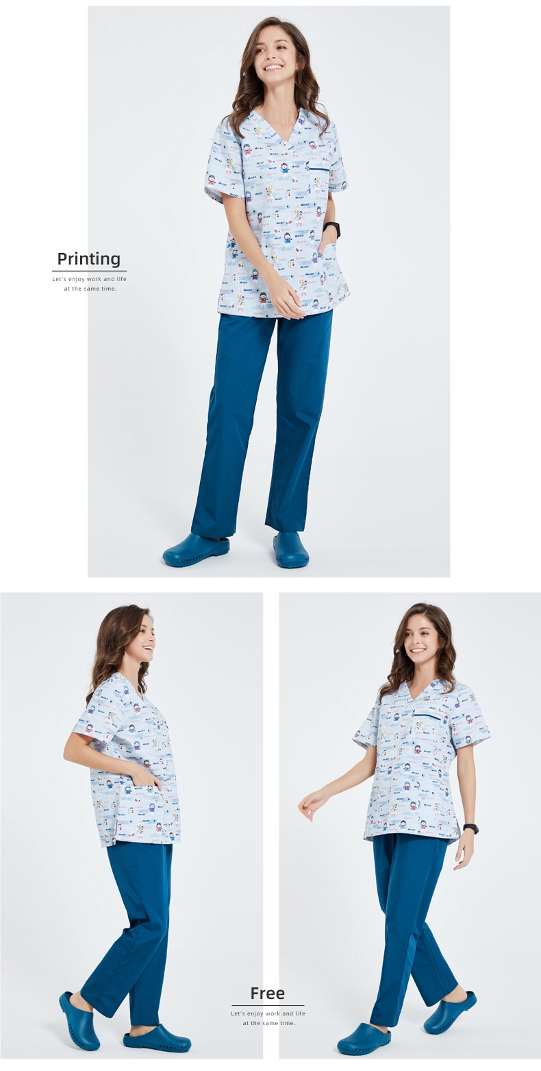 ANNO Nurse Uniform Medical Surgical Clothing for Women Men Open Shoulders Dental Scrubs Children ...