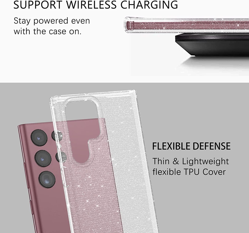 Glitter Sparkle Clear Phone Case For Samsung Galaxy S25 S24 S23 S22 Ultra 5G S21 Plus Cover ...