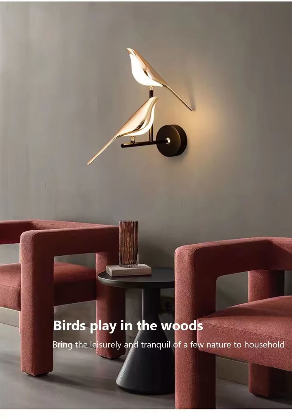 Novelty Led Wall Lamp Magpie Bird design Wall Lights Bedroom Bedside ...