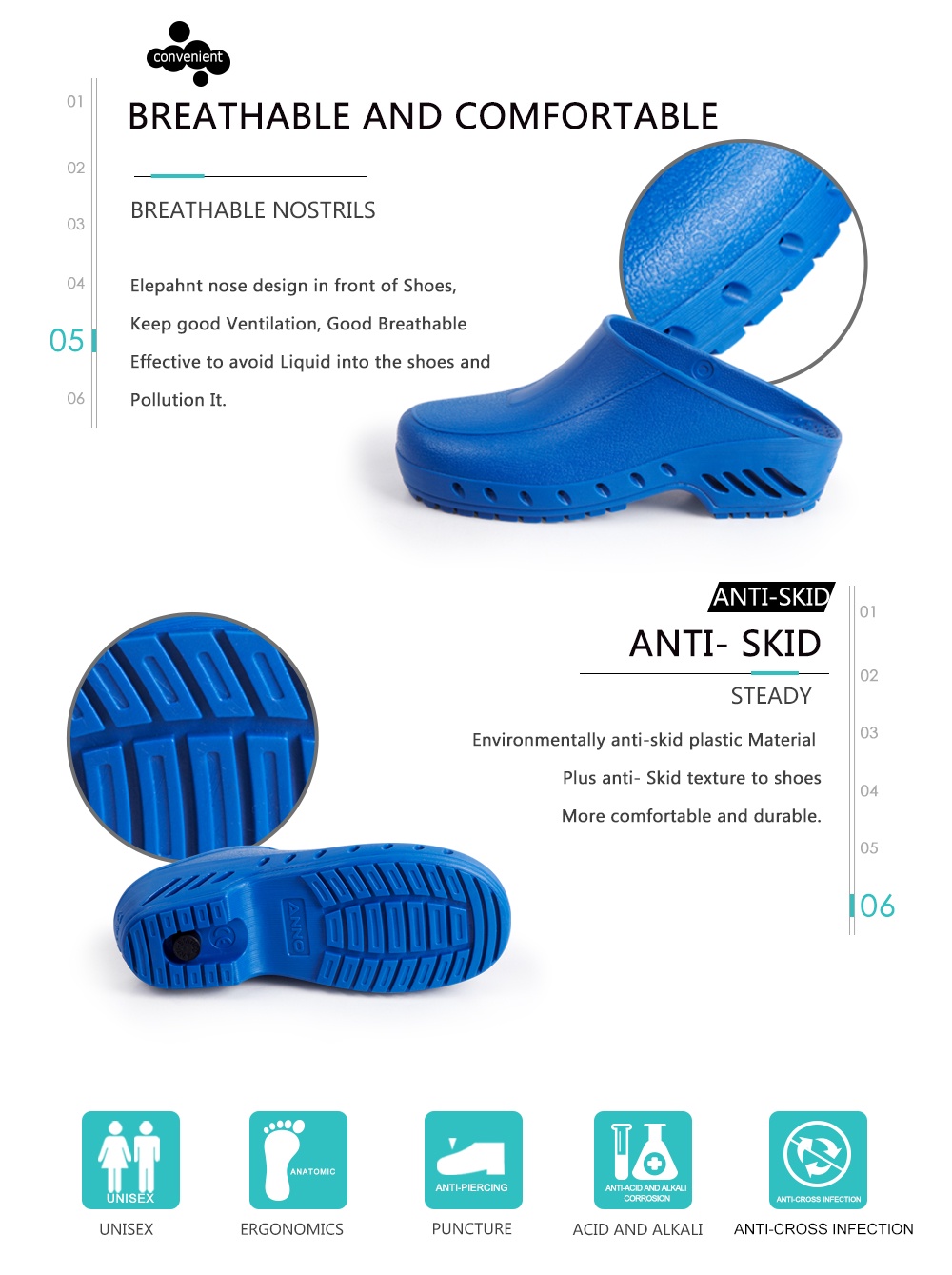ANNO Medical Shoes Classic Anti-static Anti Bacteria Surgical Clogs ...