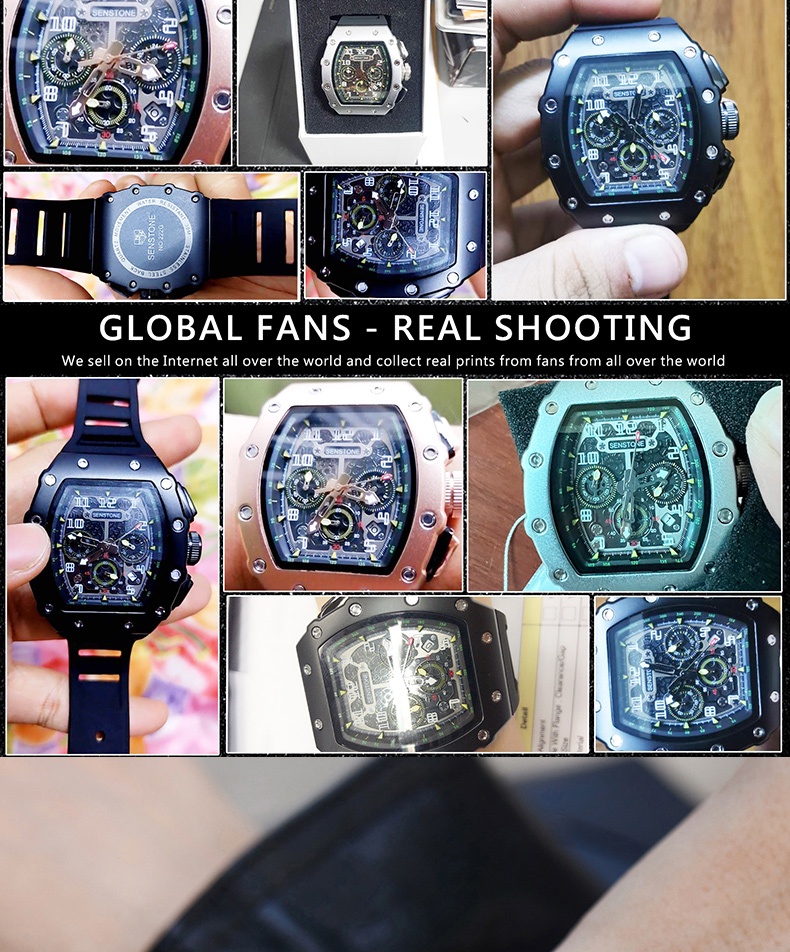 SENSTONE Jam Tangan Lelaki Original Waterproof Stainless Steel Rubber ...